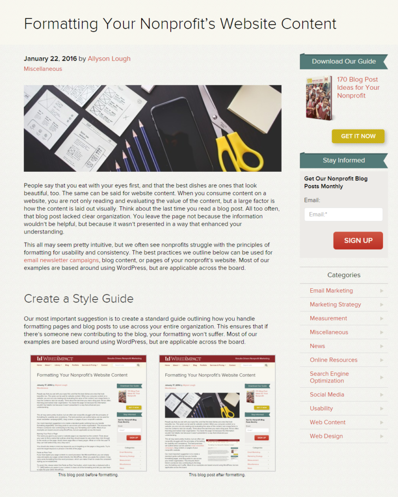 Formatting Your Nonprofit’s Website Content - Wired Impact