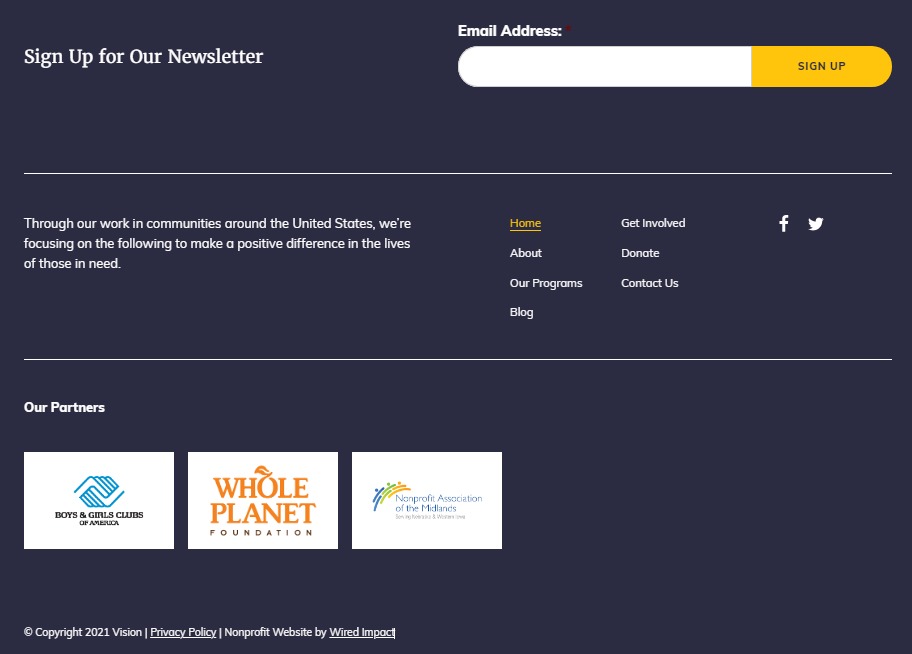 Update the Footer on Vision - Wired Impact