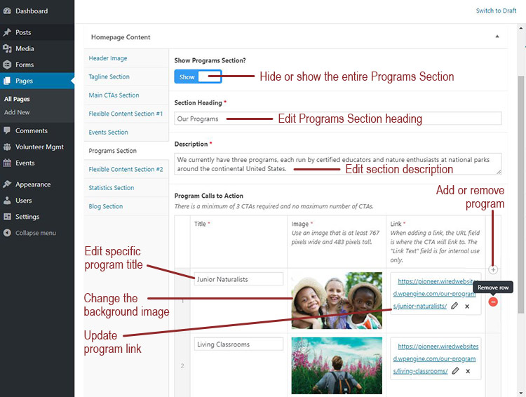 Adjusting Homepage Content on Pioneer - Wired Impact