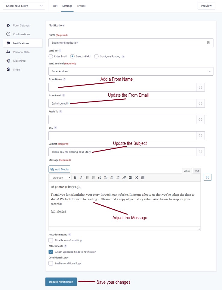 Creating a Share Your Story Form - Wired Impact