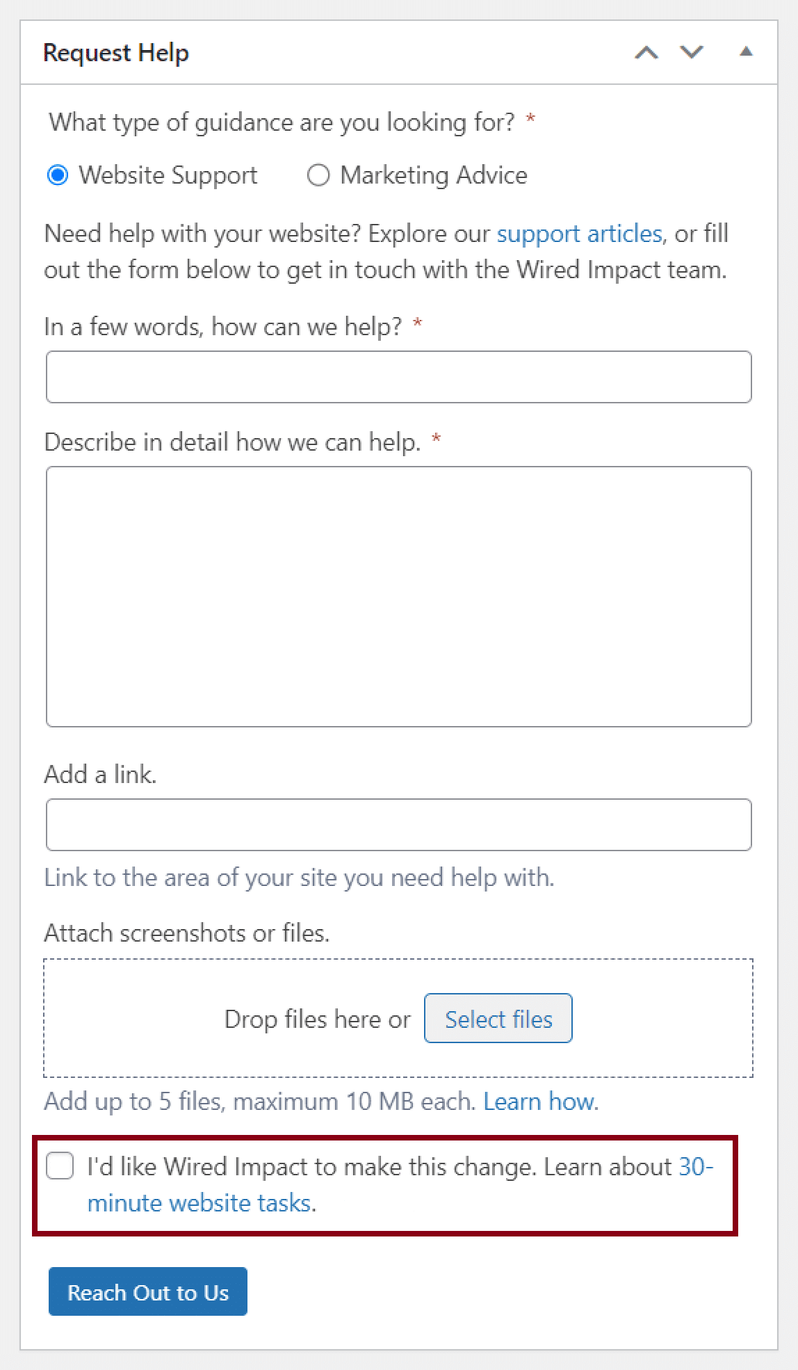 30-Minute Task Requests - Wired Impact